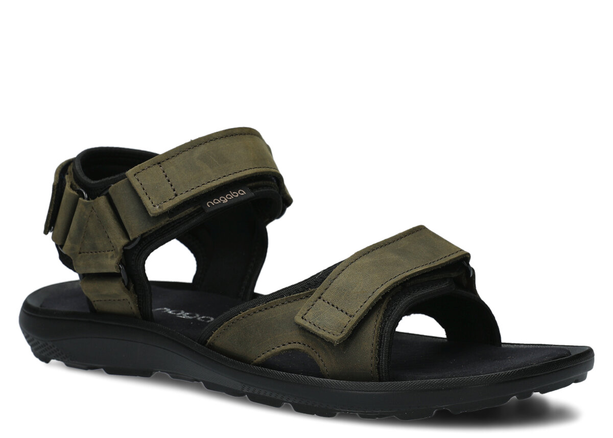Men's sandal NAGABA 267 rotten green crazy leather - Sandals - Nagaba